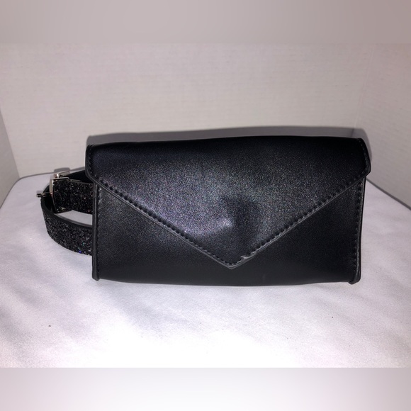 Bags | Simple Black Envelope Style Hip Sac With Rhinestone Belt And ...
